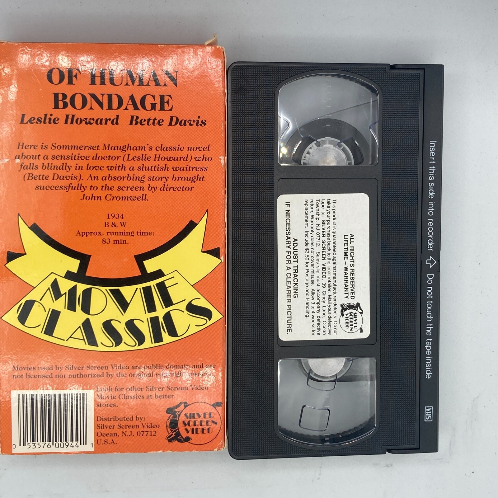 Of Human Bondage (1934), VHS Movie, Silver Screen Video Movie Classics ...