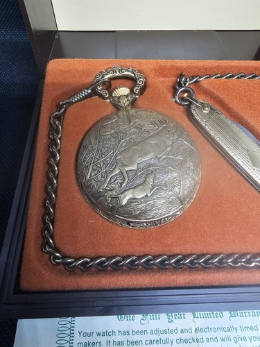 Marcel Vintage 17 Jewels Mechanical Pocket Watch Knife Hunting Scene | eBay