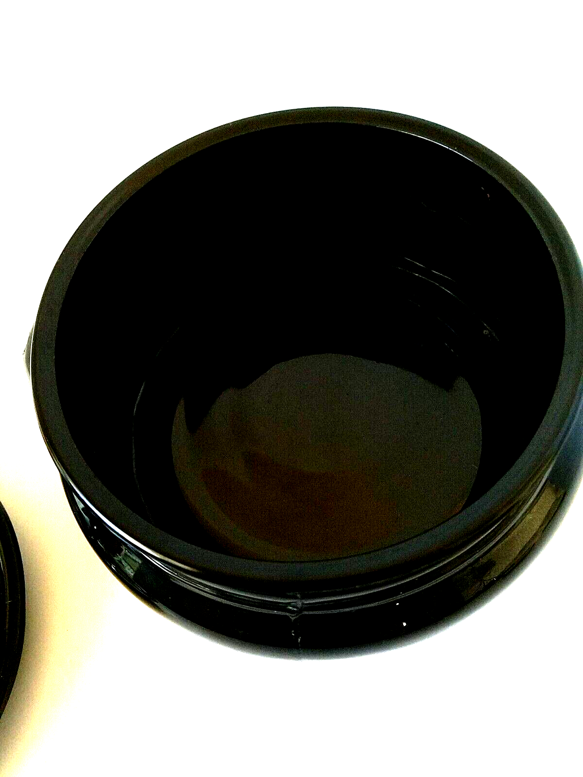 1930s L.E. Smith Mt. Pleasant Black Amethyst Glass Bean Pot and Cover ...