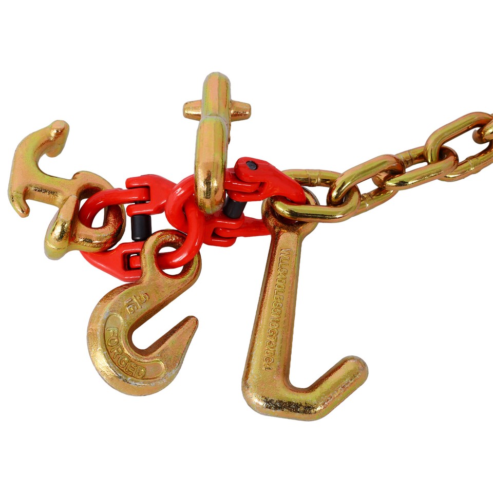 New-J Hook Chain,5/16 in x 10 ft Bridle Tow Chain,G80 Bridle Transport ...