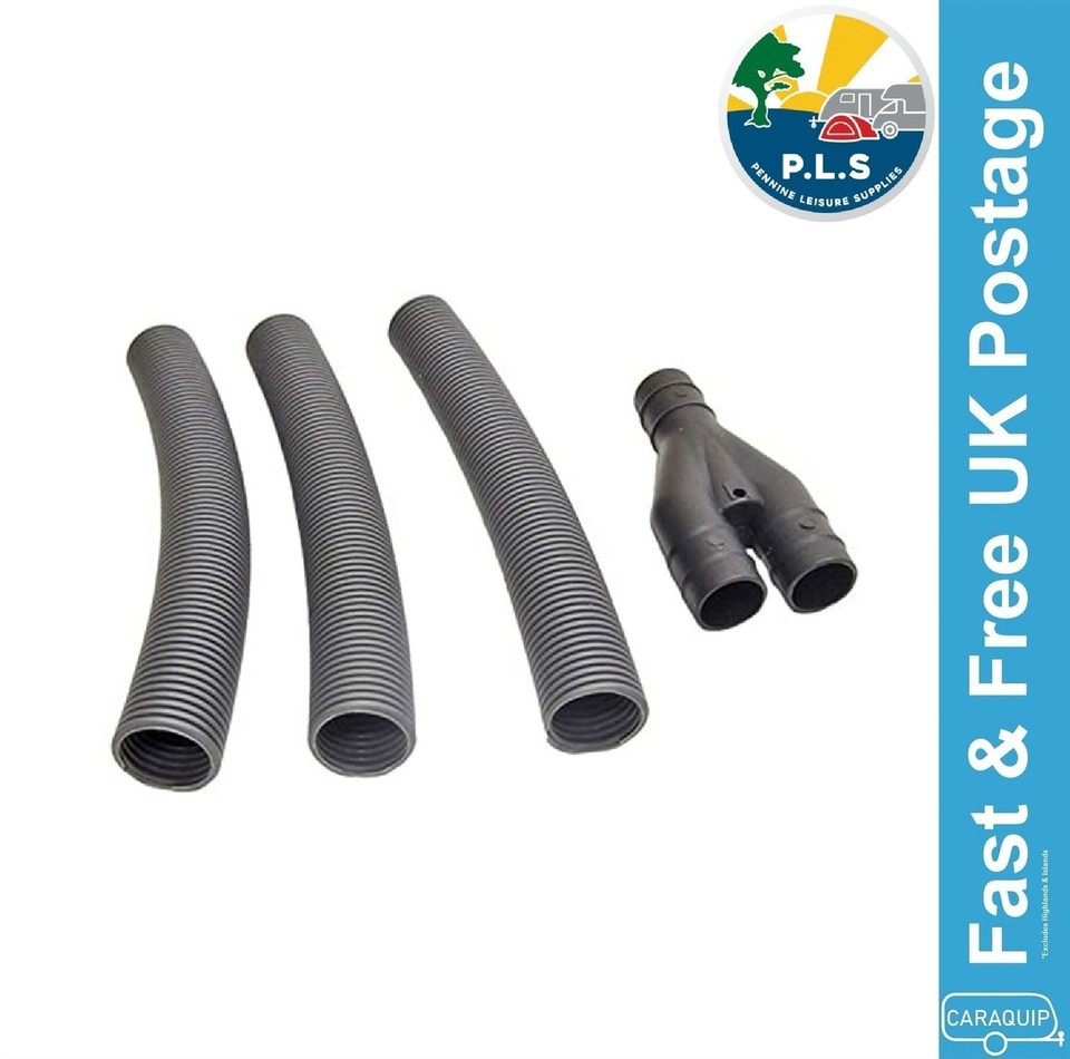 Caravan Waste Water Outlet Flexi Pipe Y Connection Kit 28.5mm Waste Hog ...
