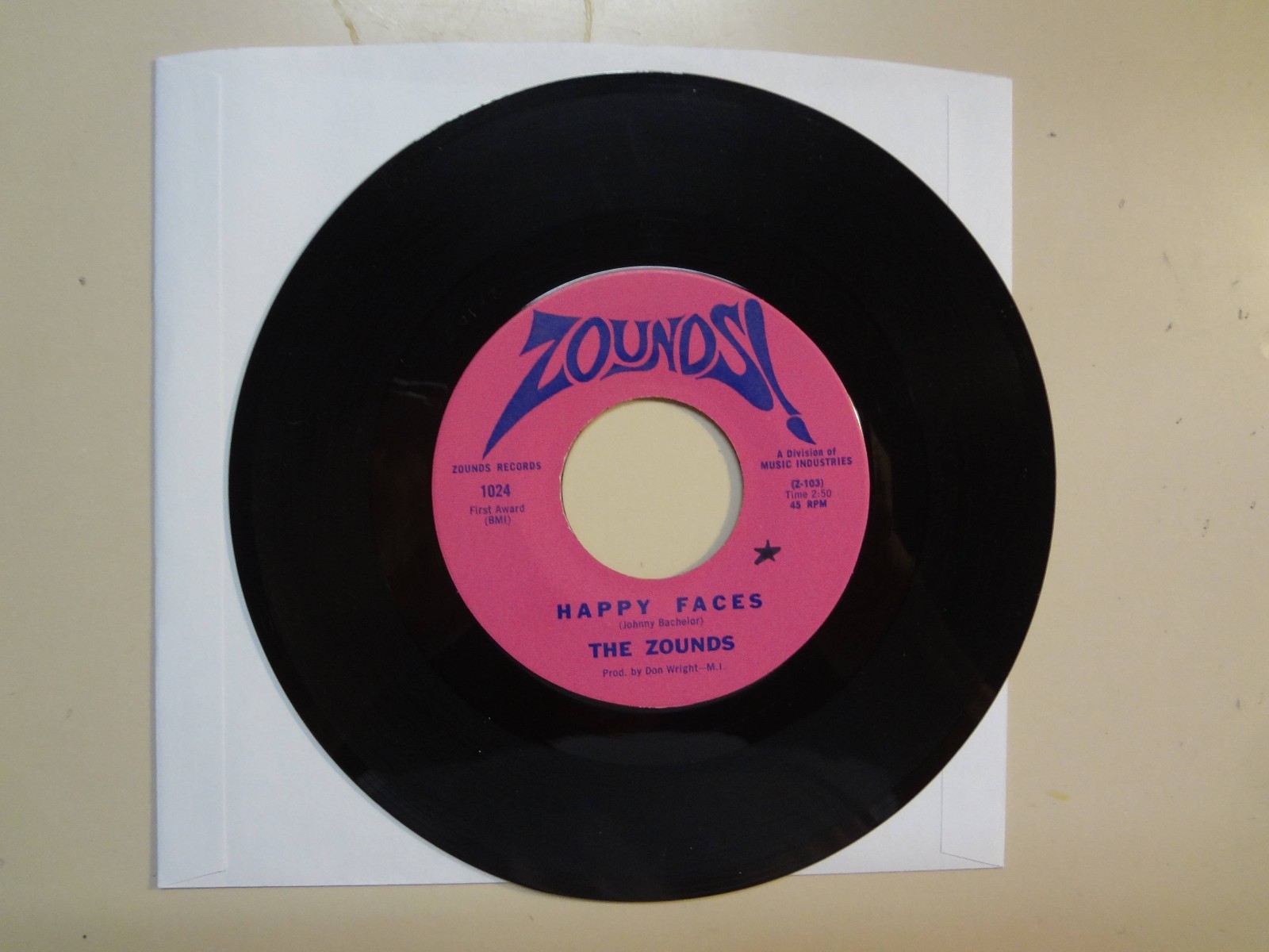 ZOUNDS: Happy Faces 2:50- She Won’t I Won’t! 2:30-U.S. 7" Zounds ...