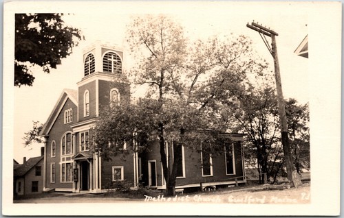 Guilford ME Maine Methodist Church 1942 Vintage Real Photo RPPC ...