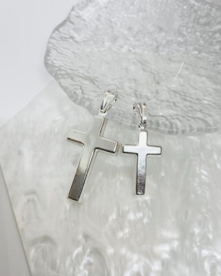 925 Sterling Silver Simple Thick Cross Pendant 2 Sizes 21.7mm or 29mm ...