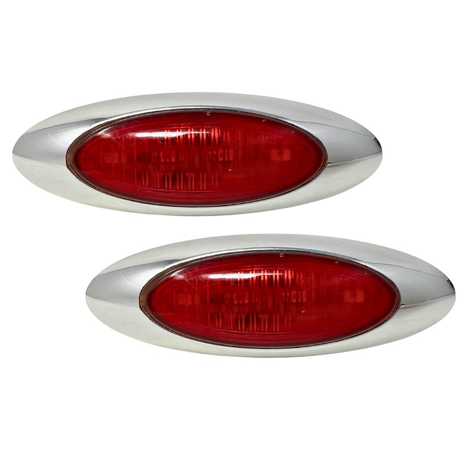 4-1/8" Amber/Red Side Marker Lights 4 LED Chrome Surface Mount ...