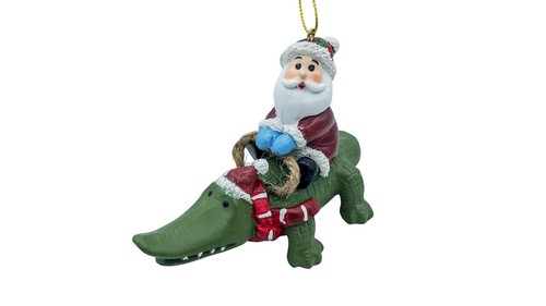 Santa Riding Alligator Tropical Christmas Tree Gator Ornament ...