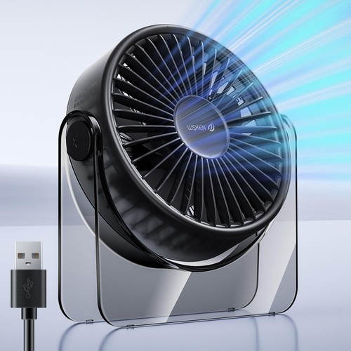 WSKEN USB Small Desk Fan - [Aesthetic Design] Mini But Powerful Small ...