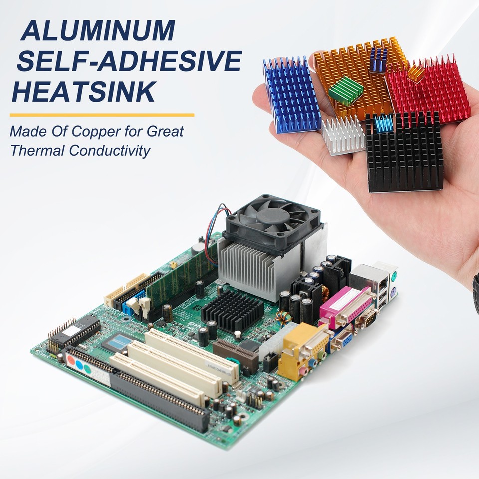 Heatsink 40x40x11mm Aluminum Heat Sink with Thermal Blue Sticker Red | eBay