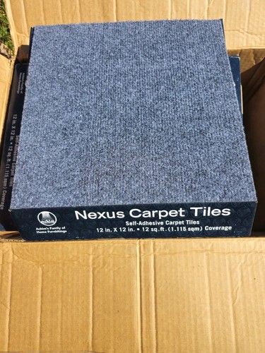 Nexus Self Adhesive Carpet Floor Tiles , 12"x12", Smoke Grey-8 Boxes ...