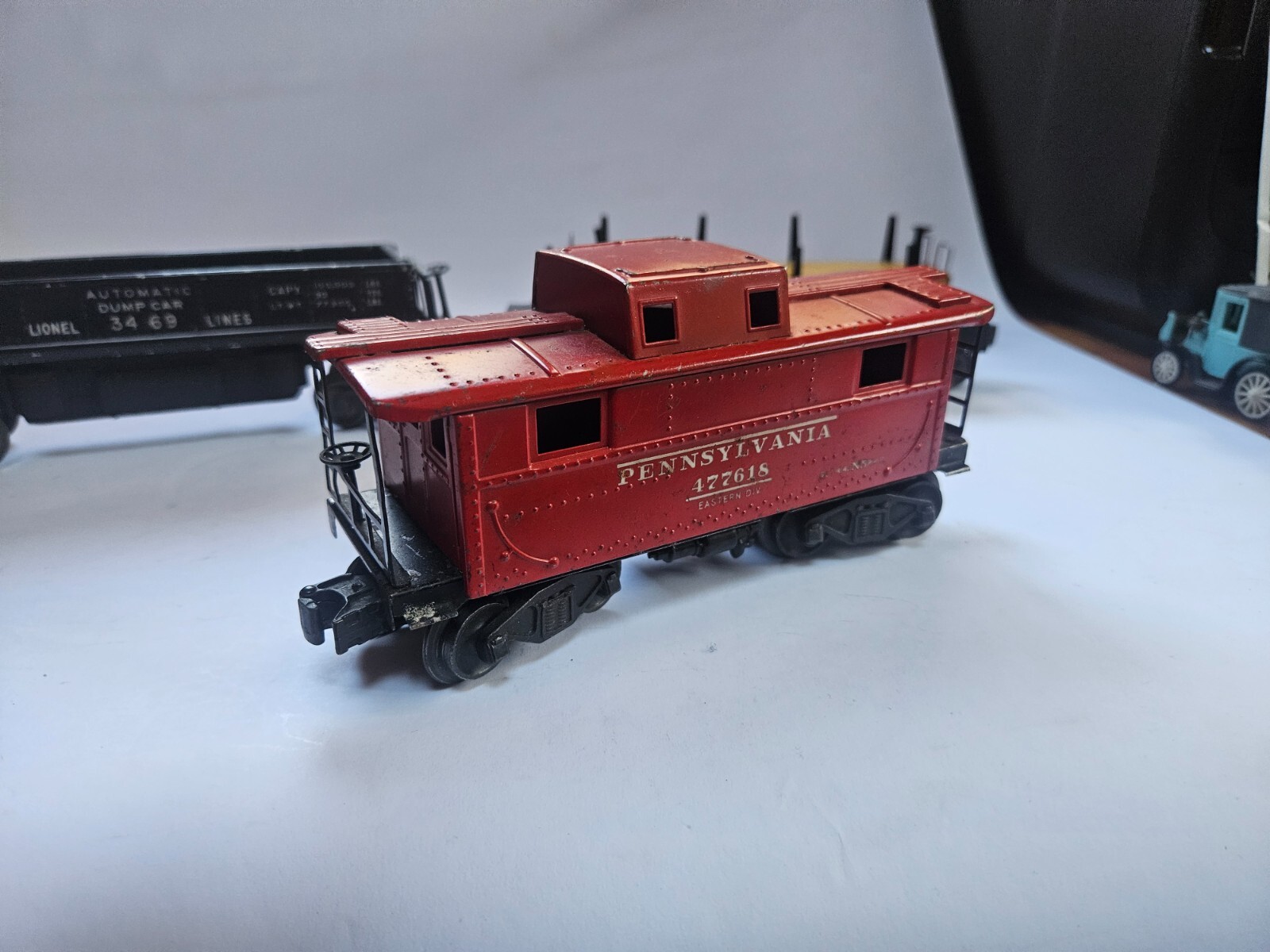 VINTAGE LIONEL POST-WAR METAL 4 CAR SET O GAUGE 477618 CABOOSE, 3469 ...