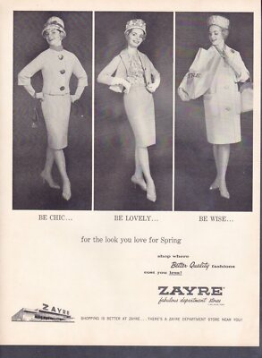 Vintage advertising print ad FASHION Zayre Department Store Hats Chic ...