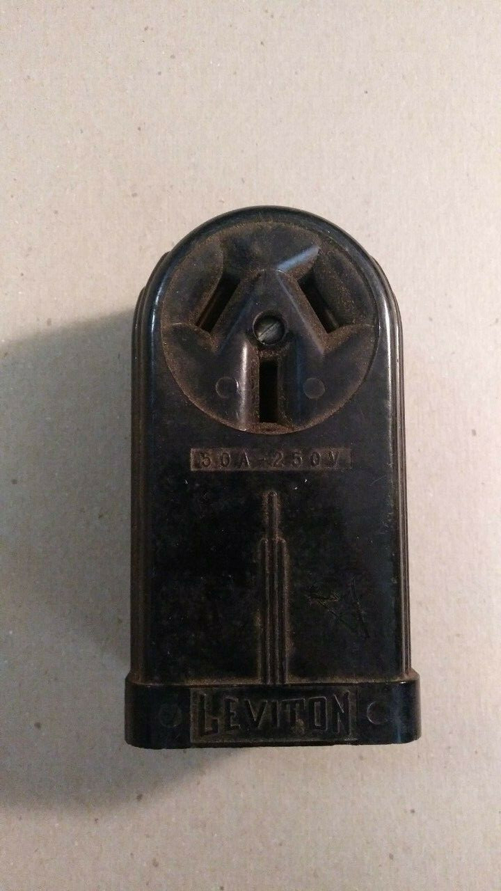 Vintage Antique Leviton 50A 125/250V Round Tombstone Outlet Receptacle ...