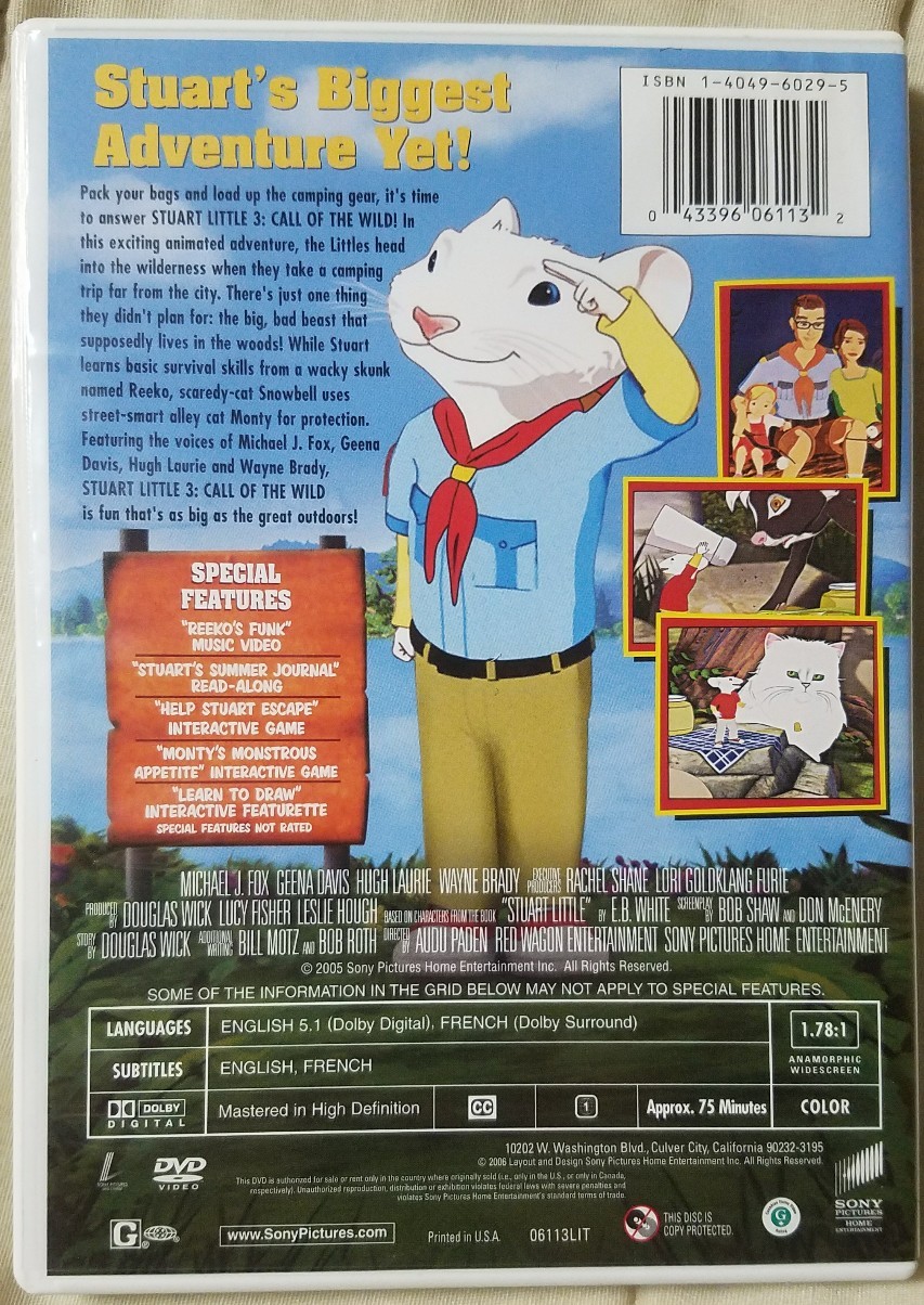 Stuart Little 3: Call of the Wild (DVD, 2006, Special Edition ...
