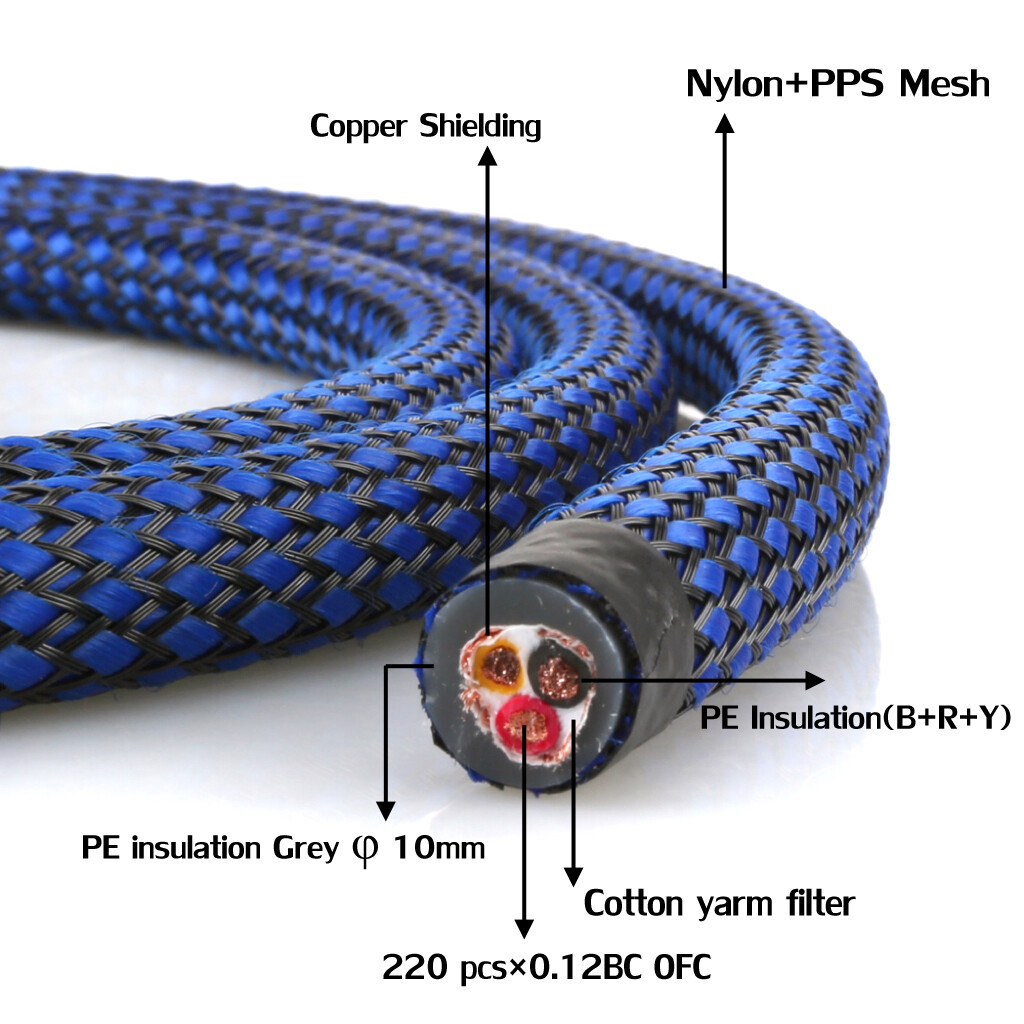 1M HiFi Mains Power Cord UK C15 Audiophile Power Leads Hifi Audio Power ...