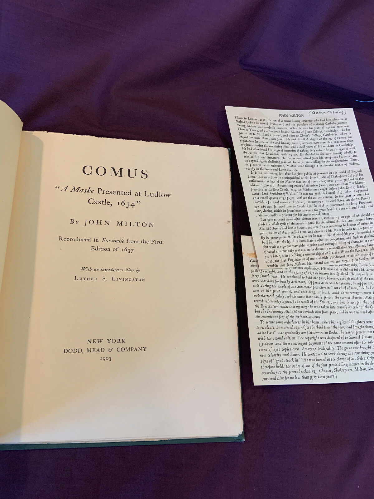 Comus "A Mask Presented at Ludlow Castle, 1634"by John Milton 1903 ...