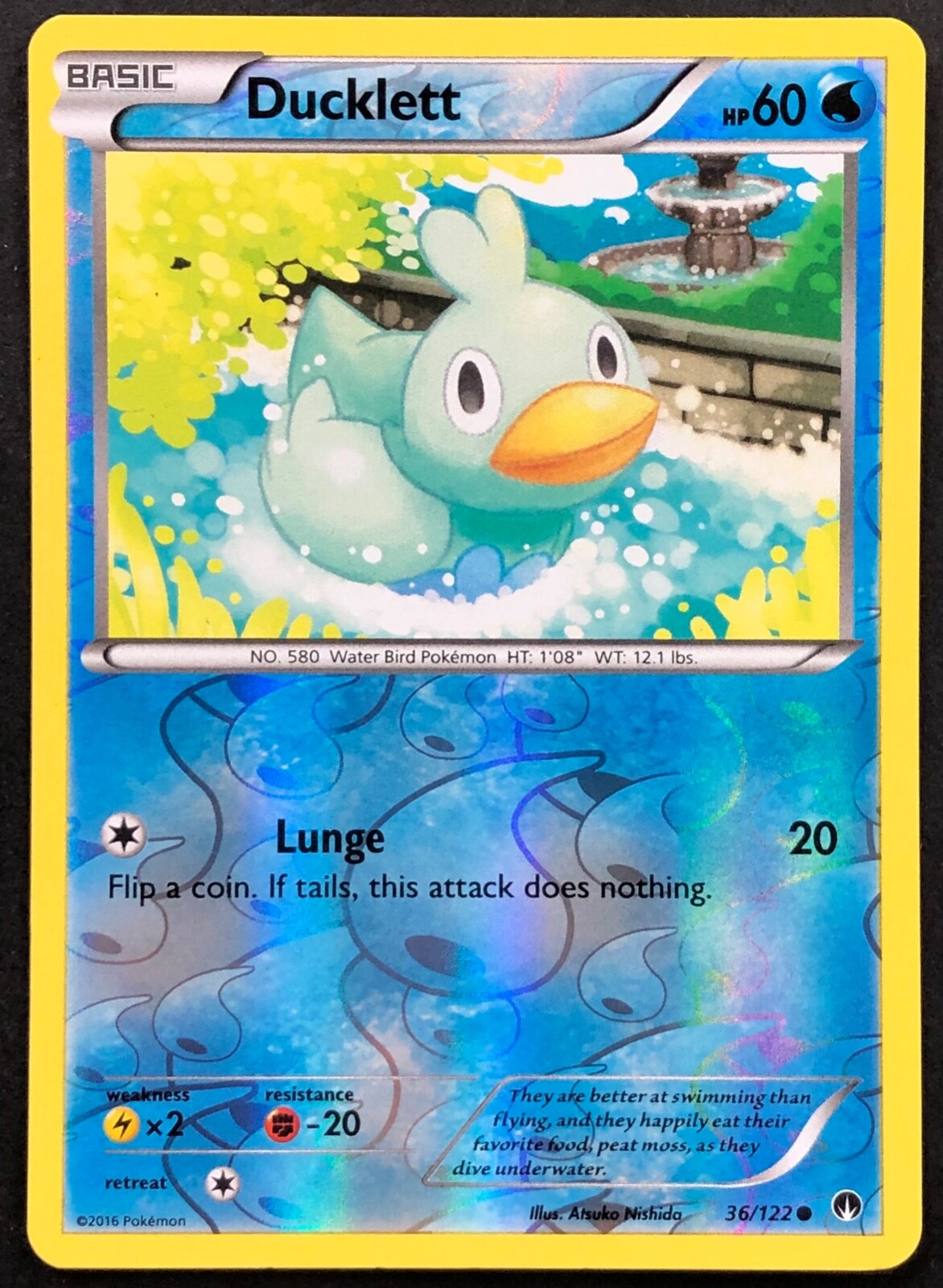 Pokemon Card Ducklett BREAKpoint 36/122 NEAR MINT Reverse Holo Common ...