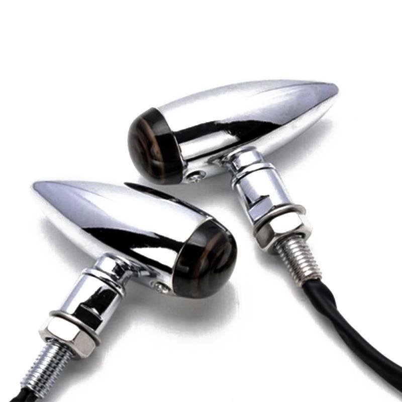 Pair Mini Bullet Chrome Motorcycle Motorbike Turn Signals Indicator ...