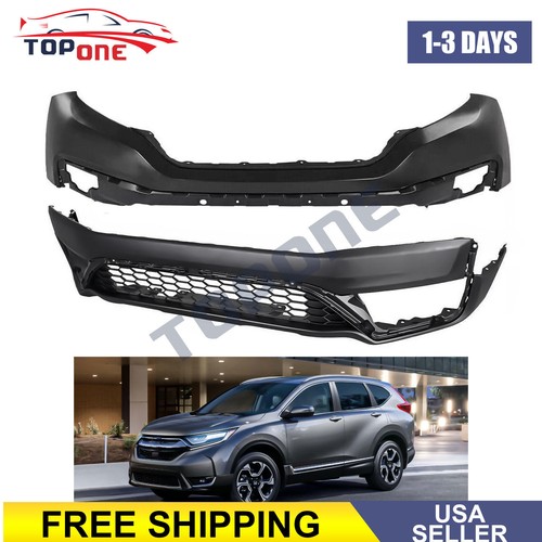 2PCS Front Upper Lower Bumper Cover For 2020-2022 Honda CR-V HO1015124 ...