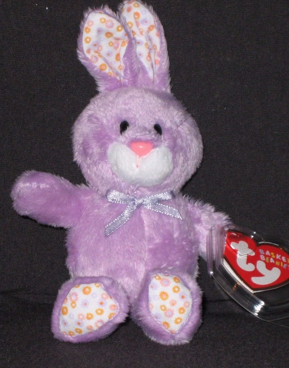 TY BLOOM the 5" PURPLE BUNNY BASKET BEANIE - MINT with MINT TAG | eBay