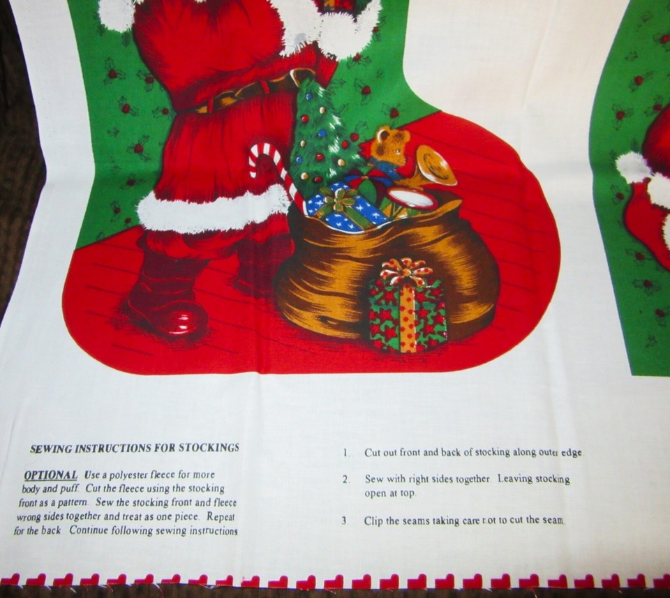 One Santa's Christmas Surprises Cut Sew Panel Christmas Stockings David ...