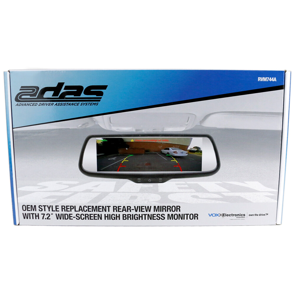 VOXX RVM744A ADAS Rear-view Mirror w/ 7.2" Wide-Screen High Brightness ...