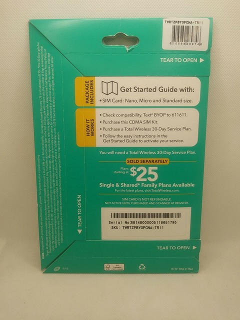 5 Total Wireless - Keep Your Own Phone CDMA SIM Kit for sale online | eBay