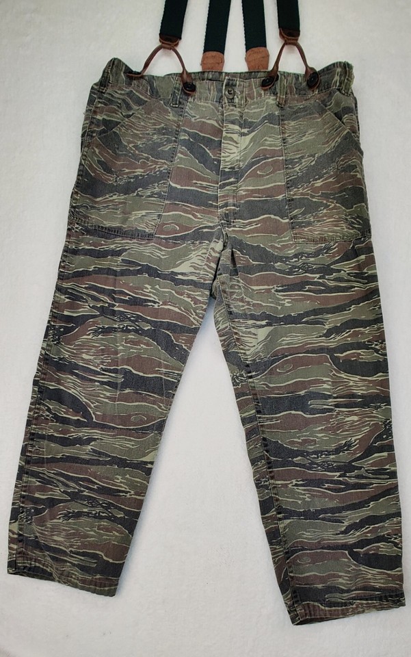 Vintage 70s Ranger Camo Pants W/Suspenders Made in USA Hunting 2492 | eBay