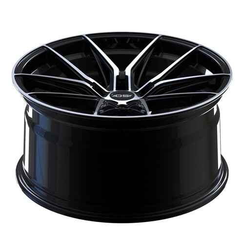 SET 4) OS WHEELS Si04 19x8.5 5x112 +32 Black Machined Fit Audi BMW ...