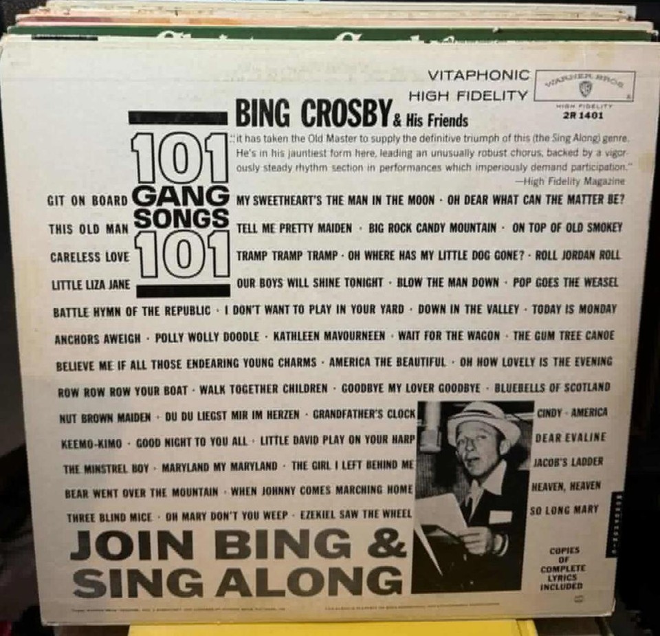 Bing Crosby - Join Bing & Sing Along 101 Gang Songs 33rpm VG+ AB109 | eBay