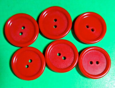 (6) VINTAGE 13/16" TEXTURED RED EARLY PLASTIC 2-HOLE COLT? BUTTONS-M836 ...