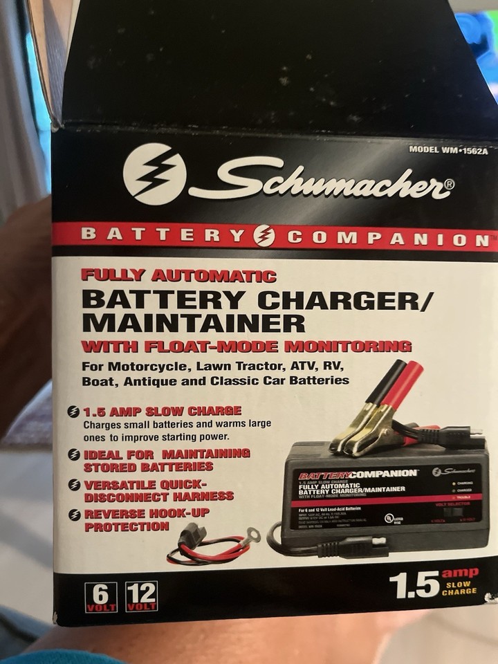 Schumacher 1.5A Car Battery Charger Maintainer for 6V/12V Auto & Marine ...