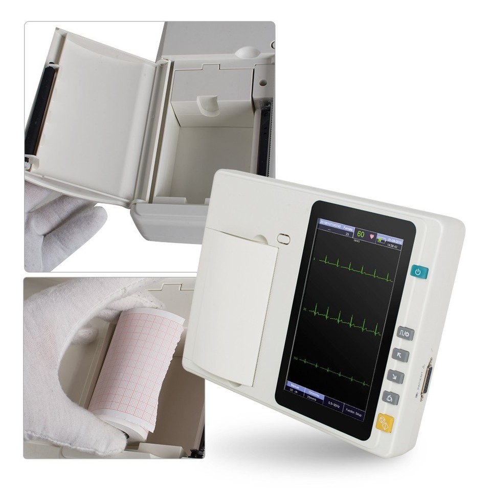3*Carejoy Portable 3-Channel 12 lead Electrocardiograph EKG EKG Machine ...