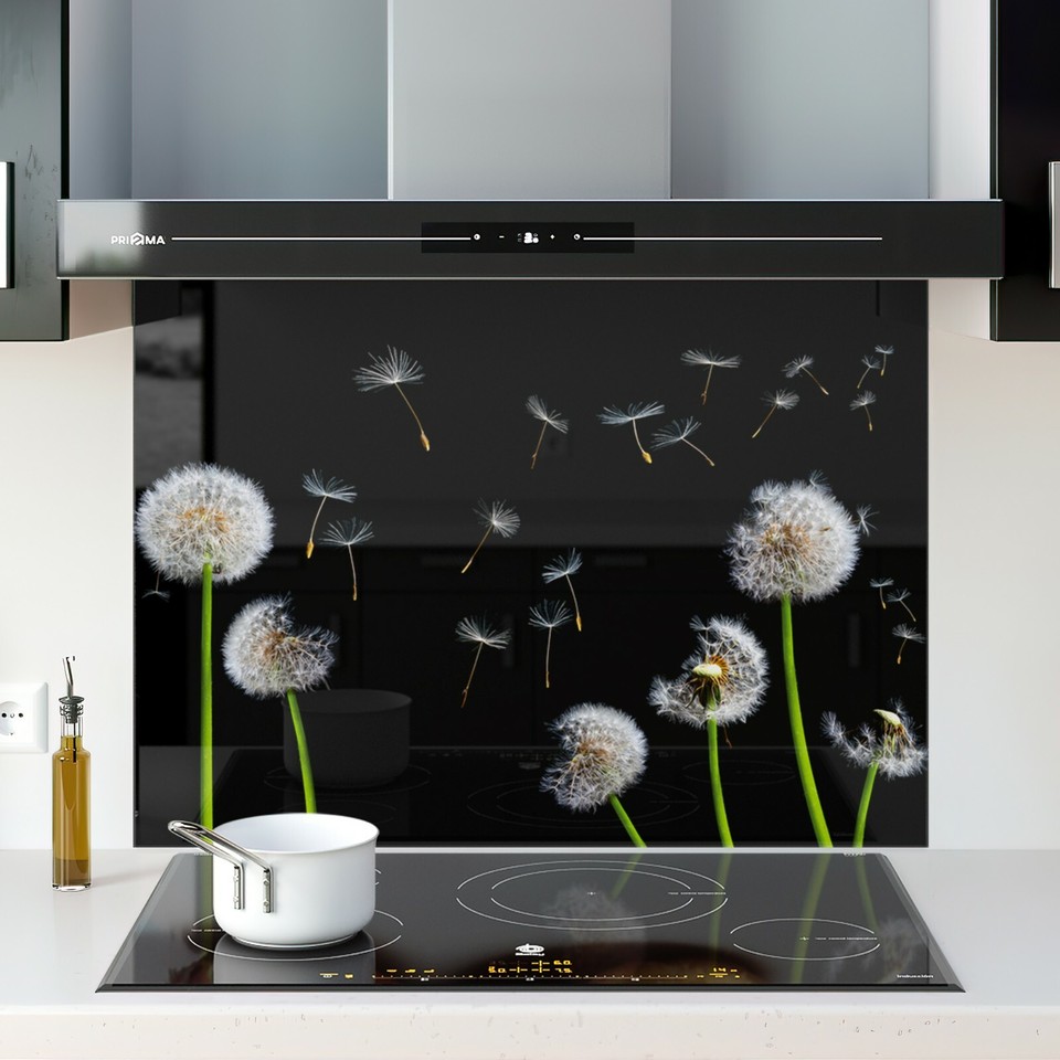 Kitchen Glass Splashback Toughened Tile Cooker ANY SIZE Dandelion ...