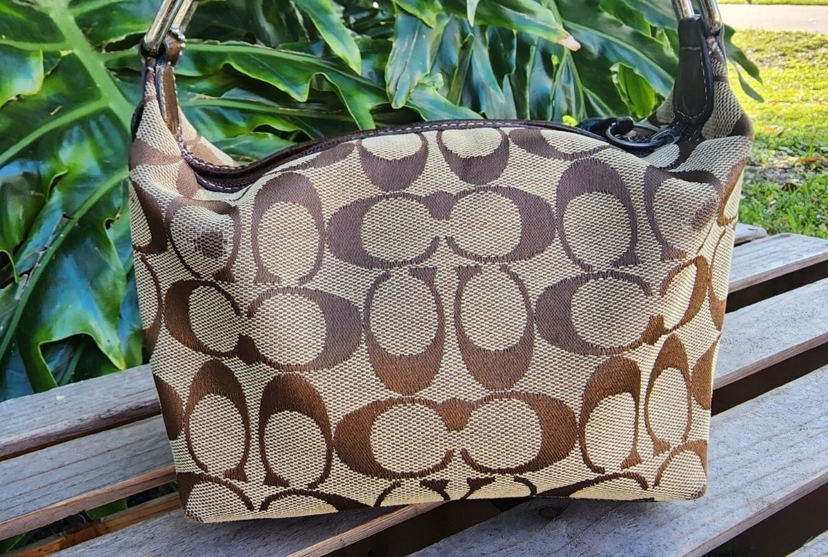 Coach Y2k Signature Brown Suede & Beige Small Canvas Mini Coach Y2k Signature Brown Suede & Beige Small Canvas Mini