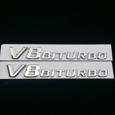 2x 2018 “ V8 BITURBO ” Trunk Letters Emblems Badge Sticker for Mercedes ...
