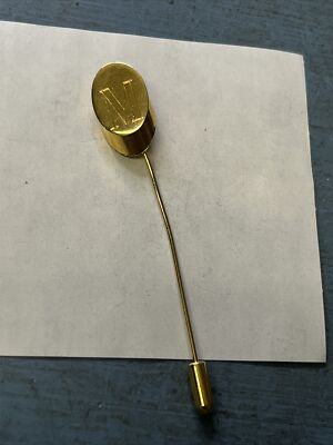 Vintage Engraved Initial Stick Pin Letter M Goldtone Oval. AD | eBay