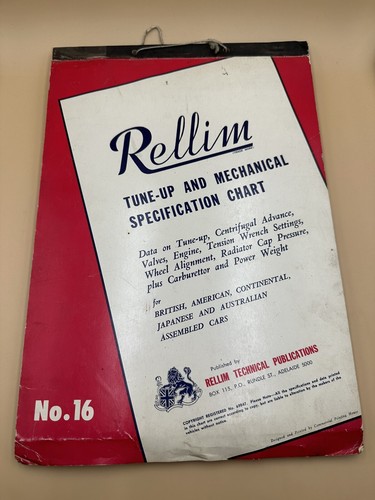 Rellim TUNE-UP AND MECHANICAL SPECIFICATION CHART Number 16 | eBay ...