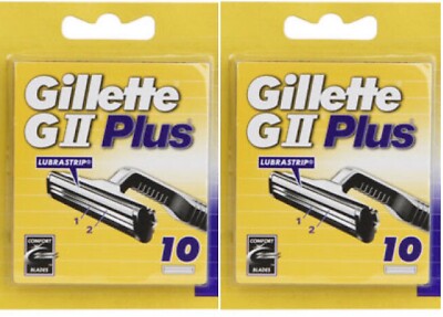 20 x Gillette GII G2 Plus Mens Razor Comfort Blades Cartridge Refills ...