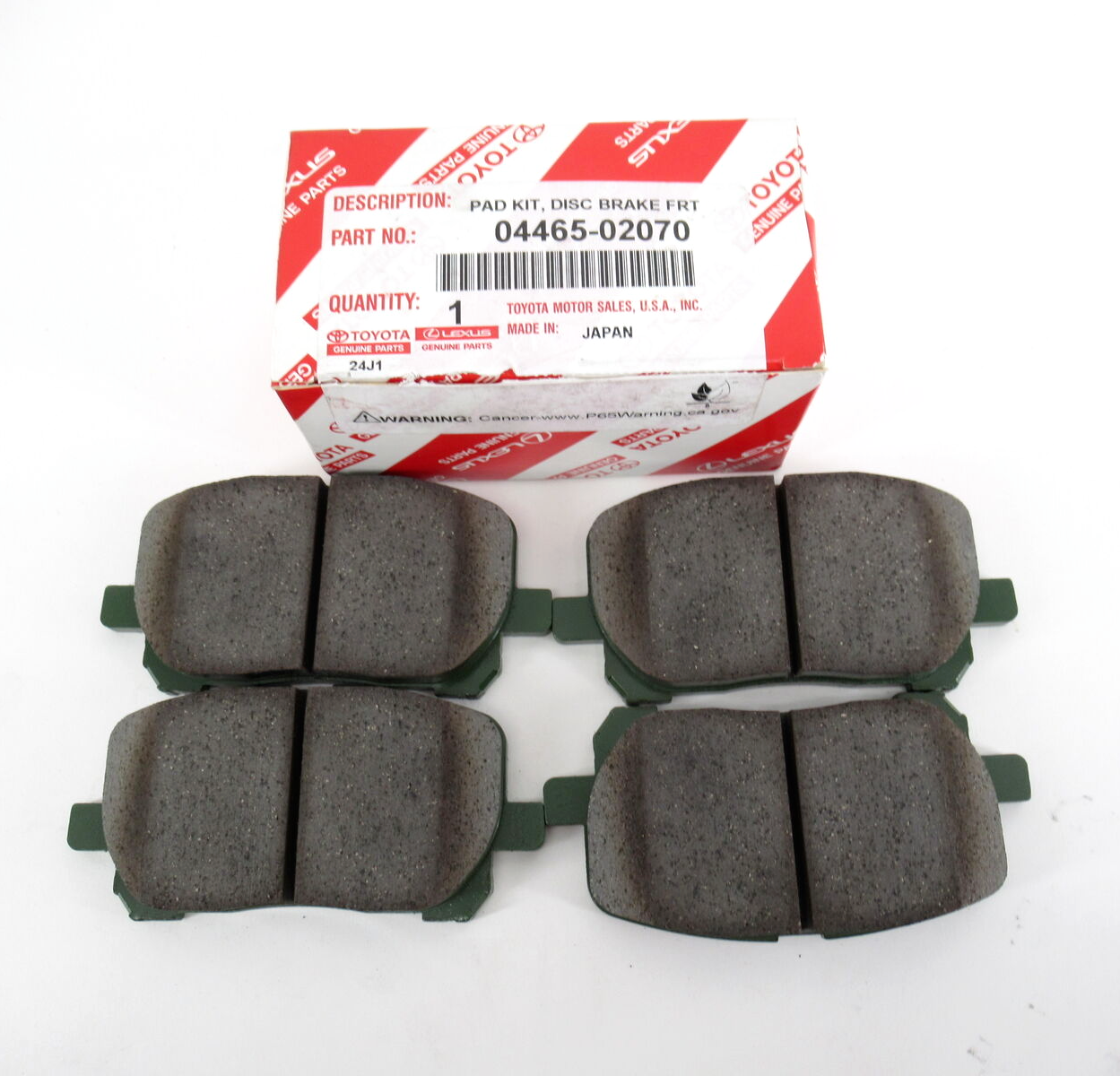 Genuine OEM Toyota 04465-02070 Front Brake Pads 2003-08 Corolla & 2003 ...