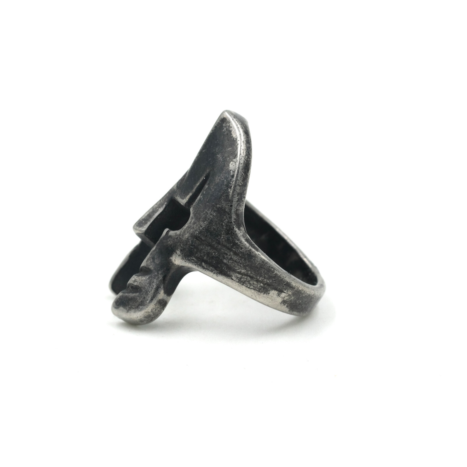 Viking Helmet Silver Tone Ring Biker Ring - Gem