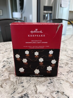 Hallmark Snowflake Light String 10 LED Lights & Timer Battery Operated ...