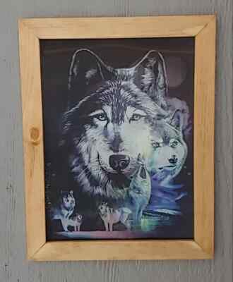 Wolves-2 Pictures in One-3D picture in hand crafted wood frame | eBay