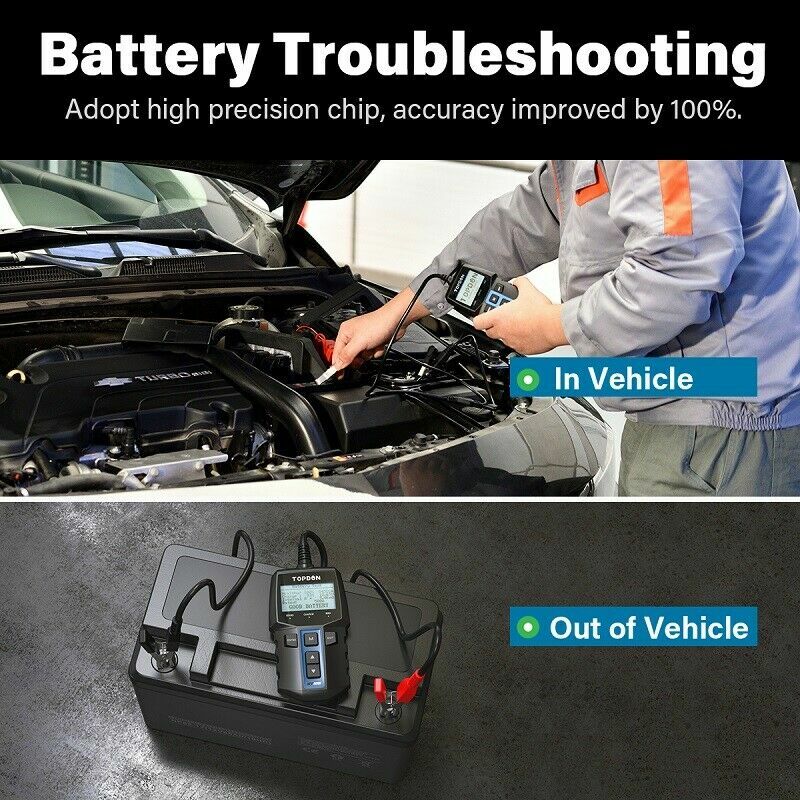 Car Battery Tester 12V 24V 100-2000CCA Cranking Charging System Battery ...