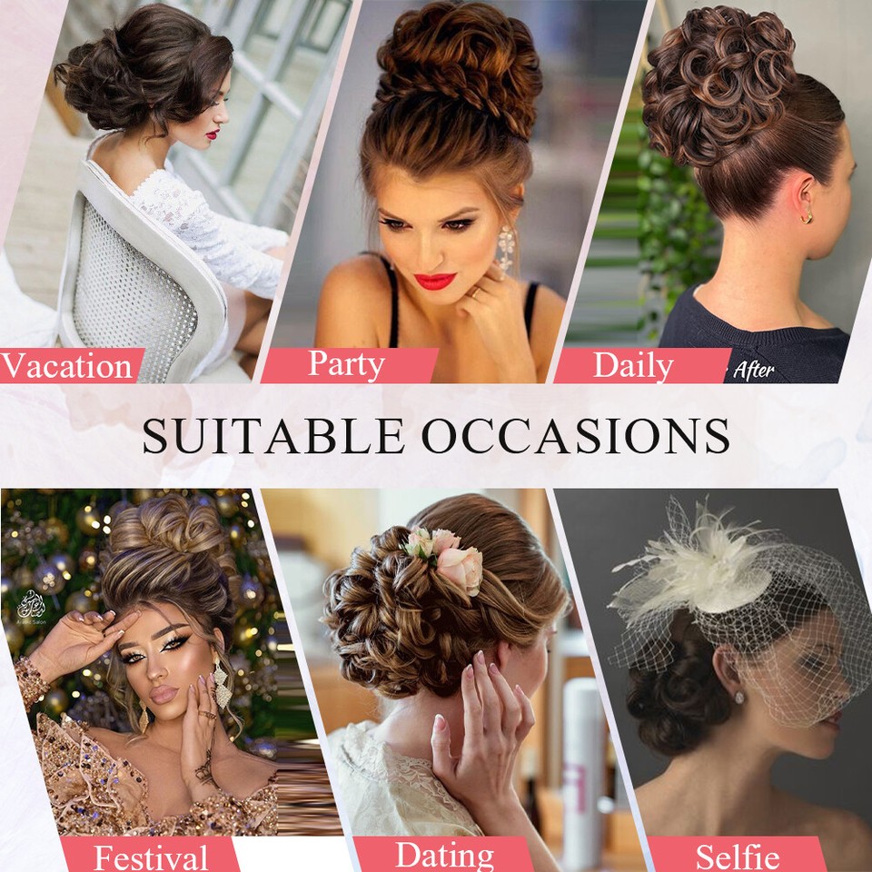 Natural Curly Messy Bun Hair Piece Comb Scrunchie Updo Extensions Real ...