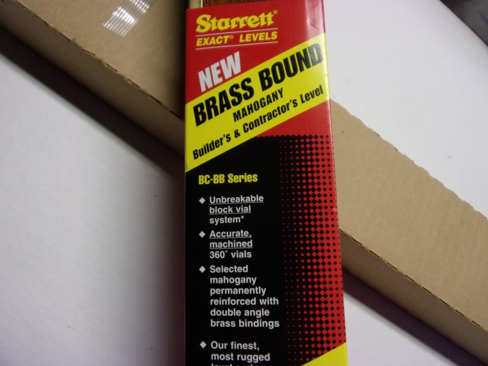 STARRETT EXACT Brass Bound Mahogany Builders & Contractors Level NOS | eBay
