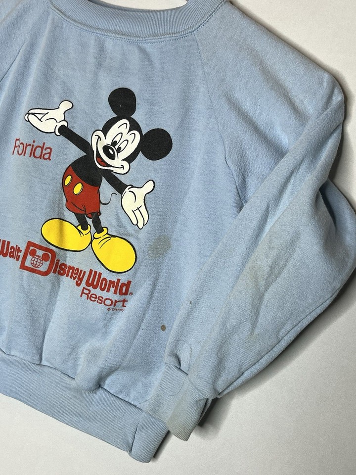Vintage 80s Mickey Mouse Sweatshirt Florida Light Blue Cartoon Youth ...