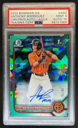 2022 Bowman Sapphire Anthony Rodriguez Chrome Auto Refractor Aqua #/99 ...