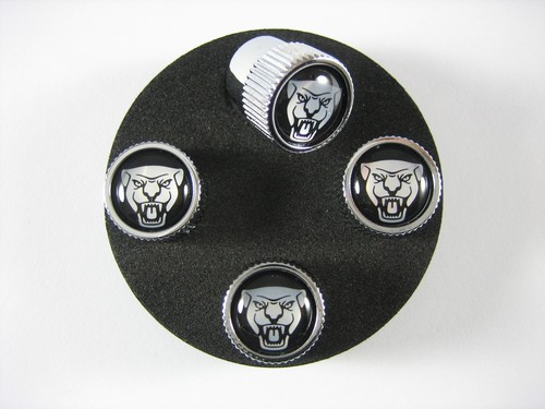 Jaguar Black + Silver Growler Tire Wheel Valve Stem Caps Set Genuine ...