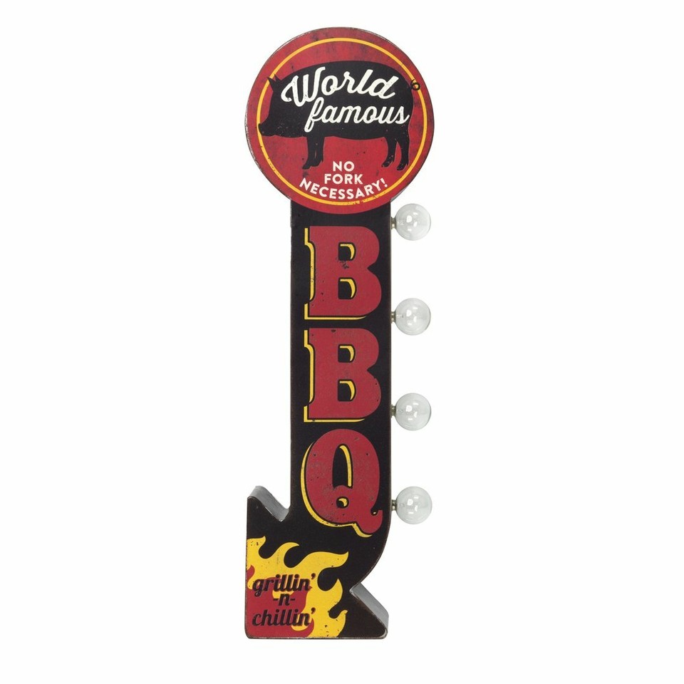 World Famous BBQ LED Double Sided Marquee Wall Sign 25" Man Cave Home ...