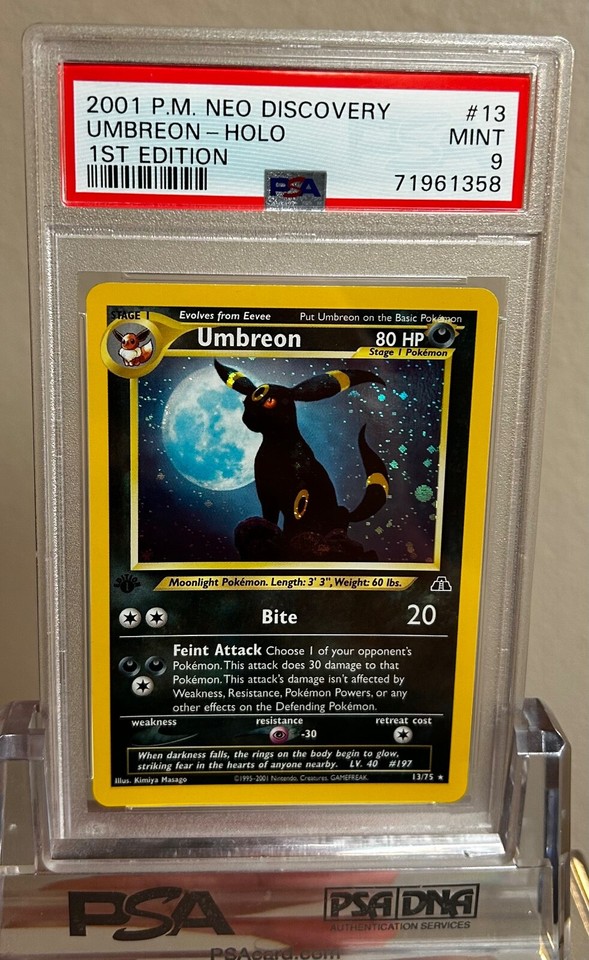 1st Edition Umbreon Holo Rare 13/75 Neo Discovery Pokemon PSA 9 MINT 🌀 ...